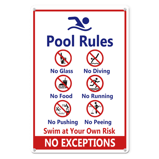 Ymaotrade Pool Rules Signs No Diving No Glass Sign, No Food No Pushing ...