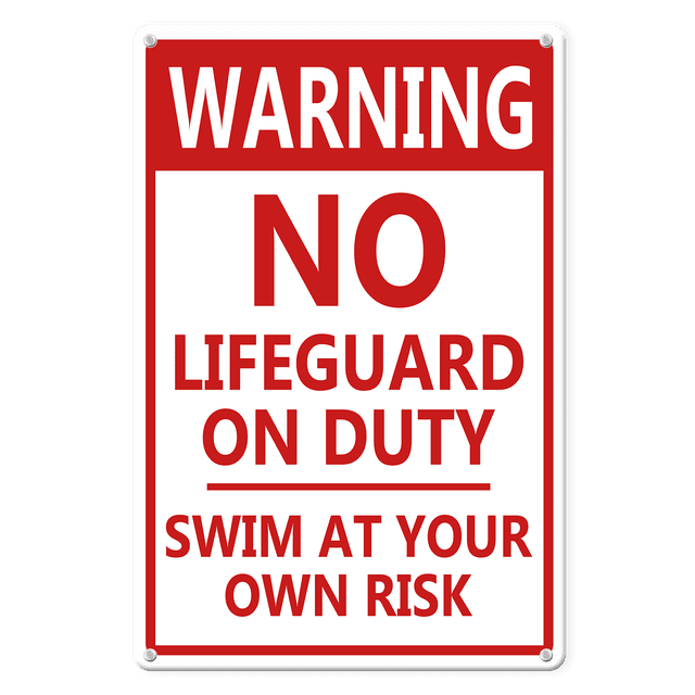 Ymaotrade Pool Sign, No Lifeguard On Duty Sign 12in×16in, Sturdy ...
