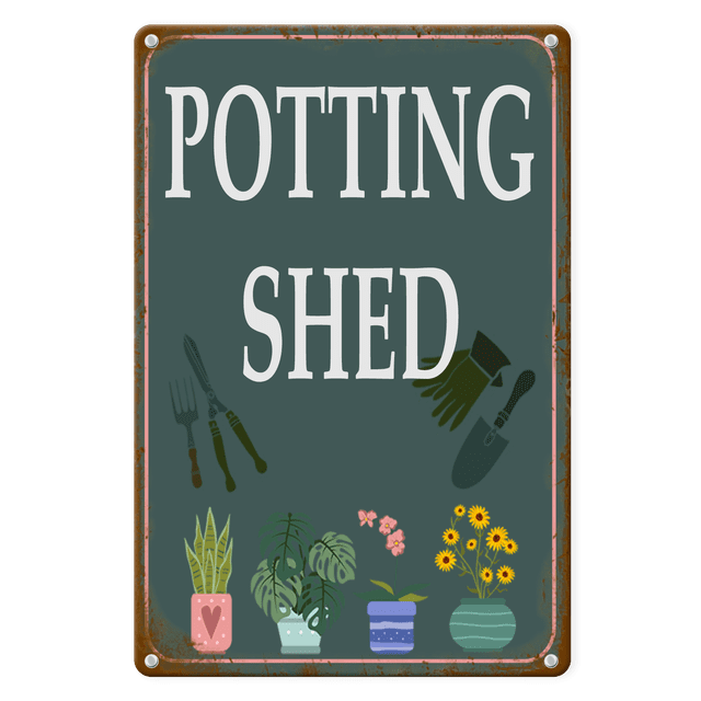 Ymaotrade Potting Shed Garden Sign with Stakes 5×8in, Sturdy Aluminum ...