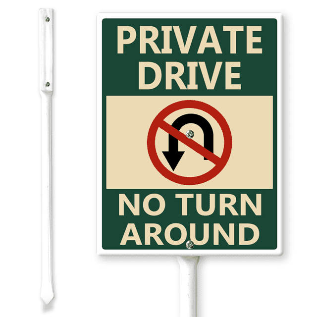 Ymaotrade Private Drive No Turn Around Yard Sign with Stakes 8in×12in ...