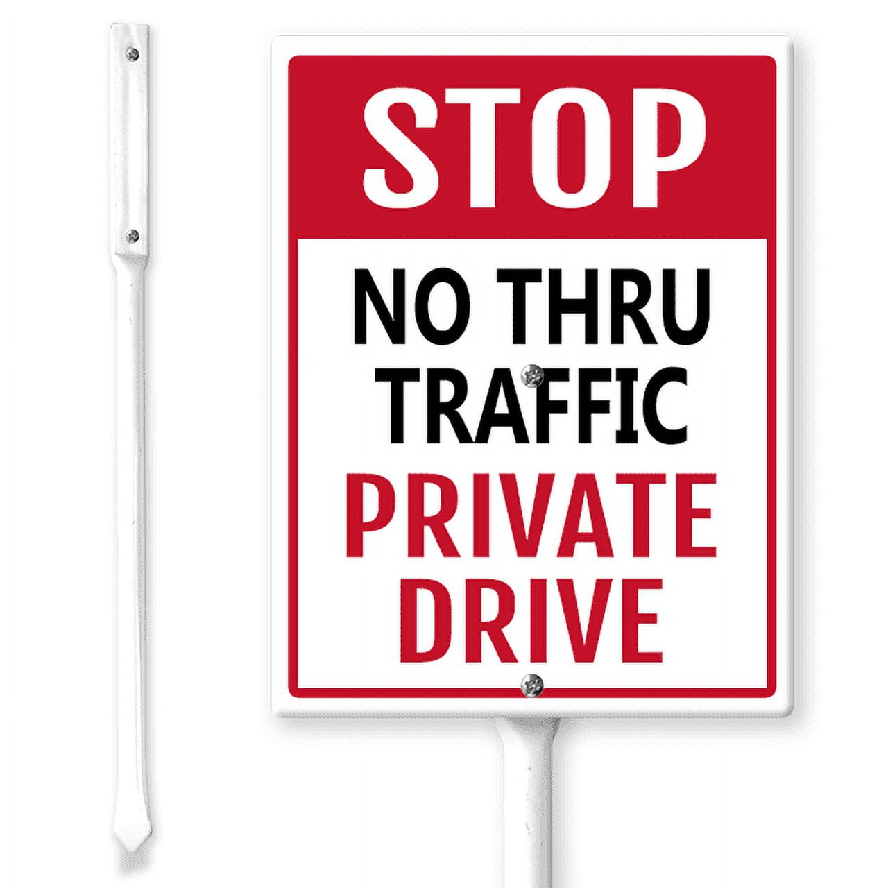 Ymaotrade Private Drive Sign, No Thru Traffic Yard Sign with Stakes 4 ...