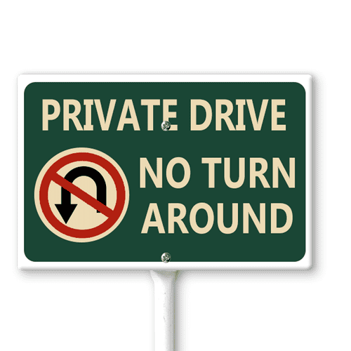 Ymaotrade Private Drive No Turn Around Yard Sign with Stakes 12in×8in ...