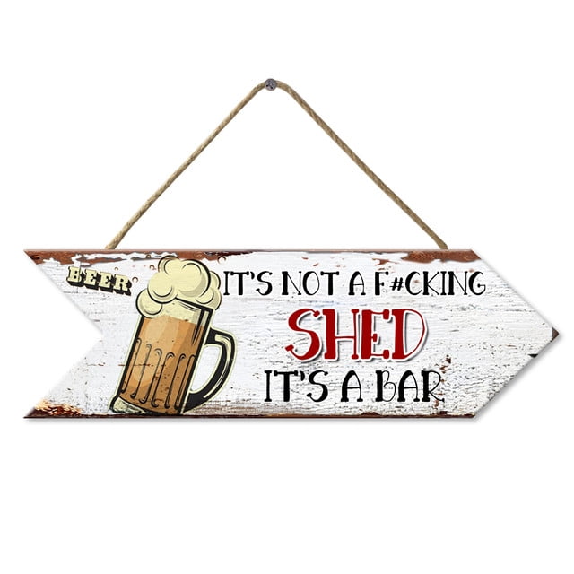 Ymaotrade Retro Wood Arrow Sign Rude Shed Sign Funny Home Bar Sign ...
