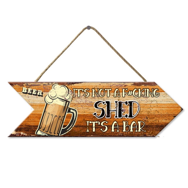 Ymaotrade Retro Wood Arrow Sign Rude Shed Sign Funny Home Bar Sign ...