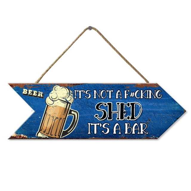 Ymaotrade Retro Wood Arrow Sign Rude Shed Sign Funny Home Bar Sign ...