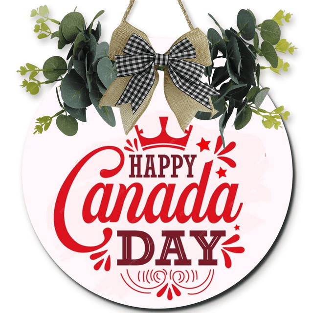 Ymaotrade Rustic Happy Canada Day Sign for Front Door, Canada Day Round ...