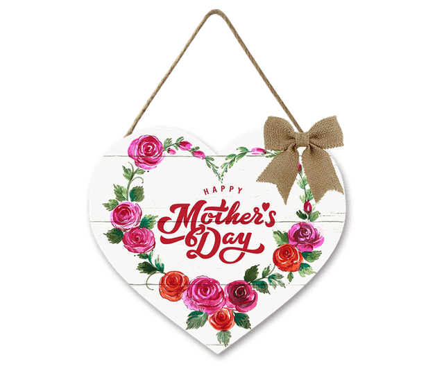 Ymaotrade Rustic Happy Mothers Day Wooden Hanging Sign with Bow 12"×11 ...
