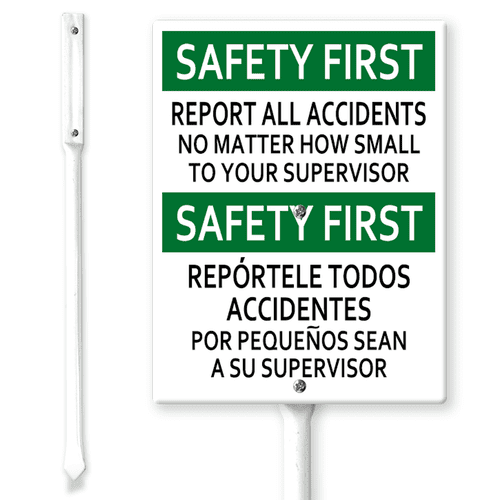 Ymaotrade Safety First - Report All Accidents To Supervisor Yard Sign ...