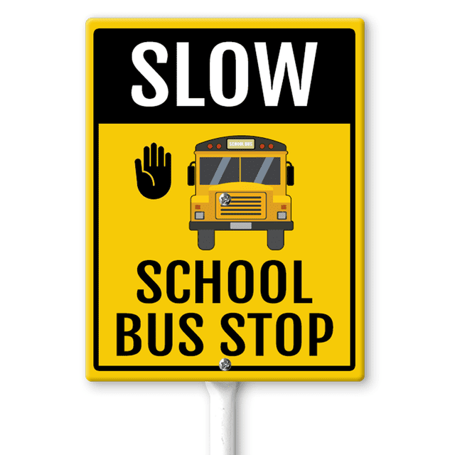 Ymaotrade School Bus Stop Garage Yard Sign with Stakes 4.6×6in, Sturdy ...