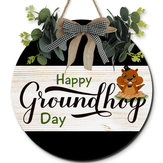 Ymaotrade Seasonal Welcome Sign Front Door Decoration Happy Groundhog ...