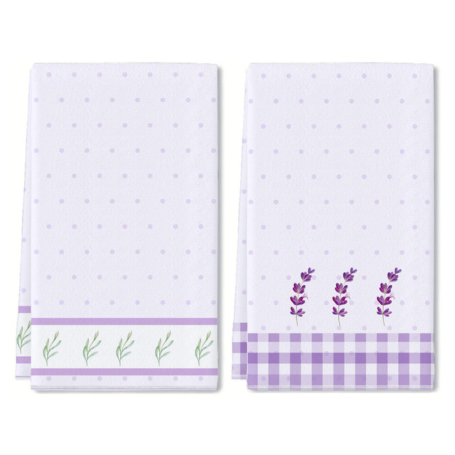 Ymaotrade Set of 2 Purple Polka Dot Kitchen Towel Lavender Hand Towel ...