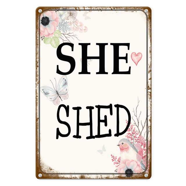 Ymaotrade She Shed Garden Sign with Stakes 5×8in, Sturdy Aluminum Metal ...