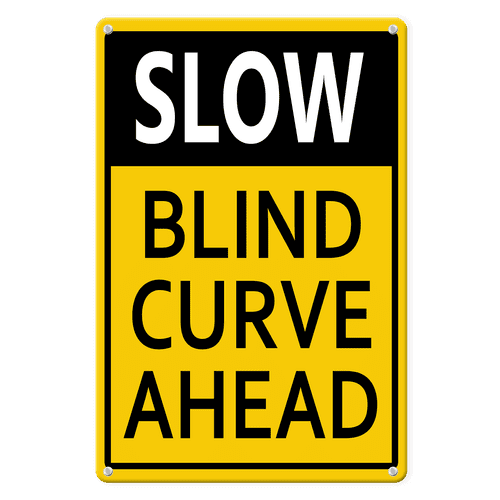 Ymaotrade Slow - Blind Curve Ahead Aluminium Sign 5×8in, Sturdy ...