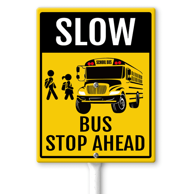 Ymaotrade Slow Bus Stop Ahead Yard Sign with Stakes 8×12in, Sturdy ...