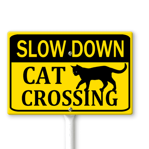 Ymaotrade Slow Down Cat Xing Crossing Yard Sign with Stakes 12×8in ...