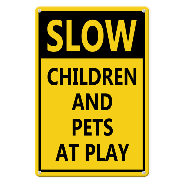 Ymaotrade Slow - Children And Pets At Play Aluminium/Metal Sign 8×12in ...