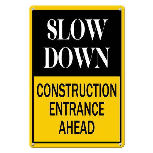 Ymaotrade Slow Down - Construction Entrance Ahead Aluminium Sign 5×8in ...