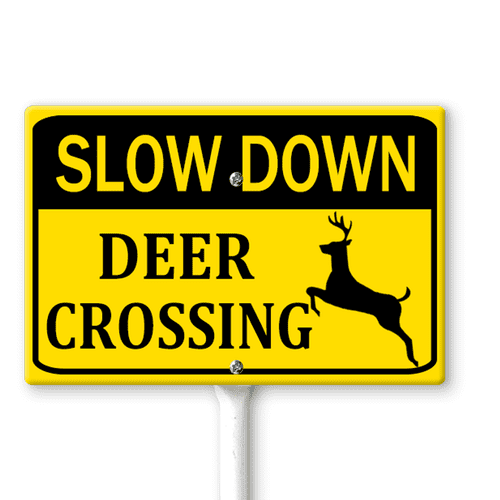 Ymaotrade Slow Down Deer Xing Crossing Yard Sign with Stakes 12×8in ...