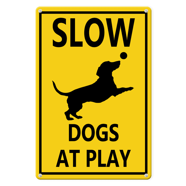 Ymaotrade Slow - Dogs At Play Aluminium/Metal Sign 5×8in, Sturdy ...