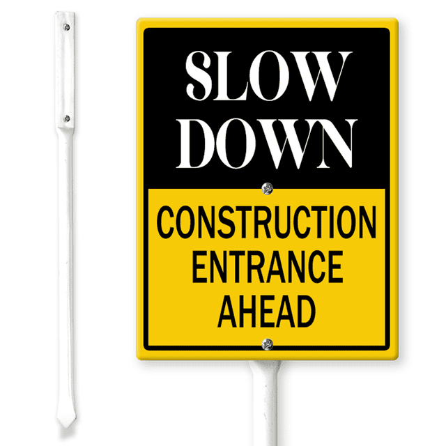 Ymaotrade Slow Down - Construction Entrance Ahead Yard Sign with Stakes ...