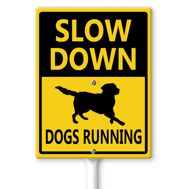 Ymaotrade Slow Down - Dogs Running Yard Sign with Stakes 4.6in×6in ...