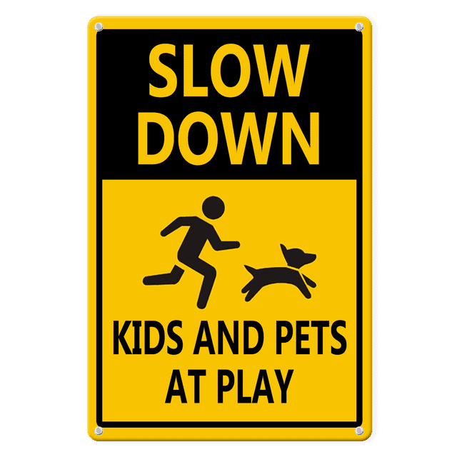 Ymaotrade Slow Down Kids and Pets at Play Aluminium/Metal Sign 5×8in ...