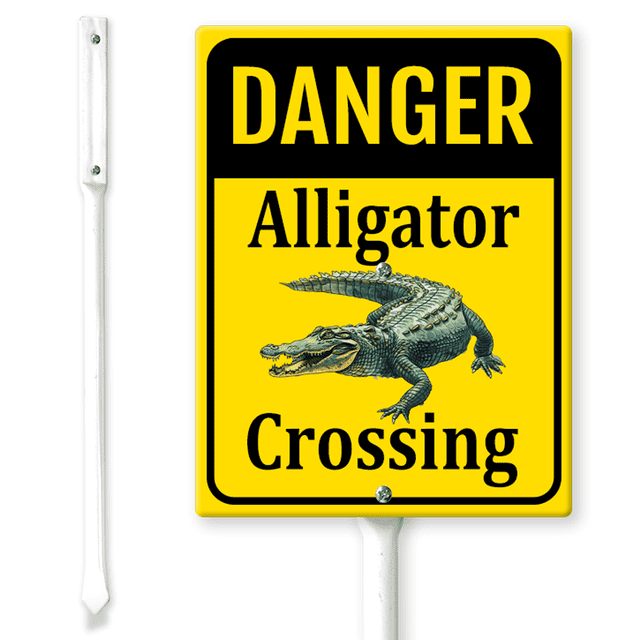 Ymaotrade Slow Down Sign, Alligator Crossing Yard Sign with Stakes 8× ...