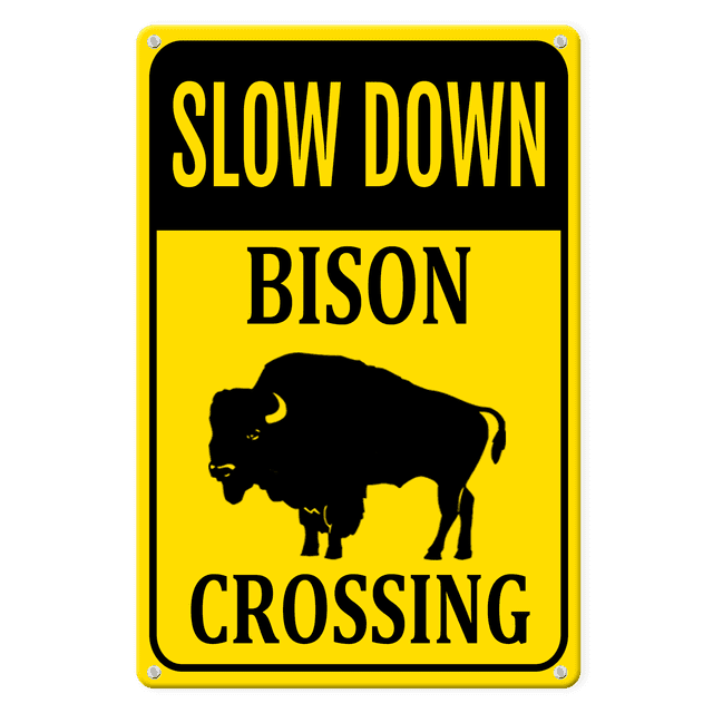 Ymaotrade Slow Down Sign, Bison Crossing Aluminium/metal Sign 5×8in ...
