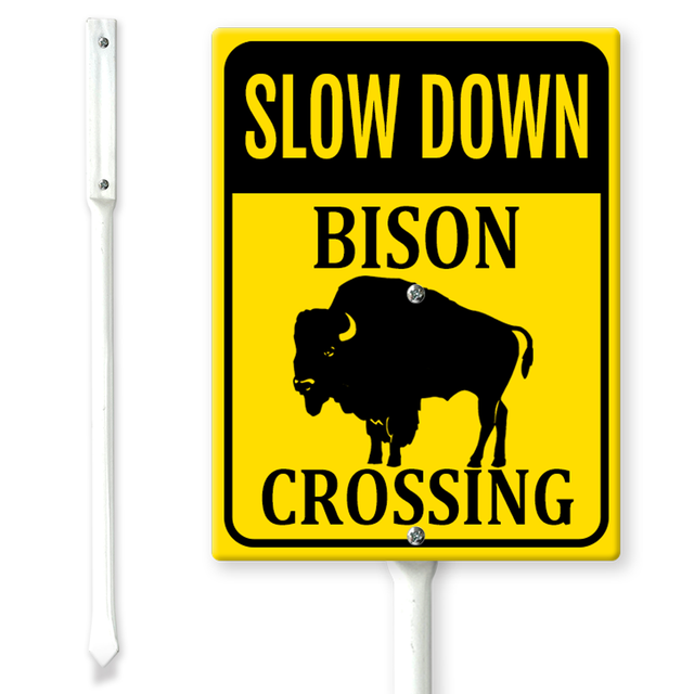 Ymaotrade Slow Down Sign, Bison Crossing Yard Sign with Stakes 8×12in ...