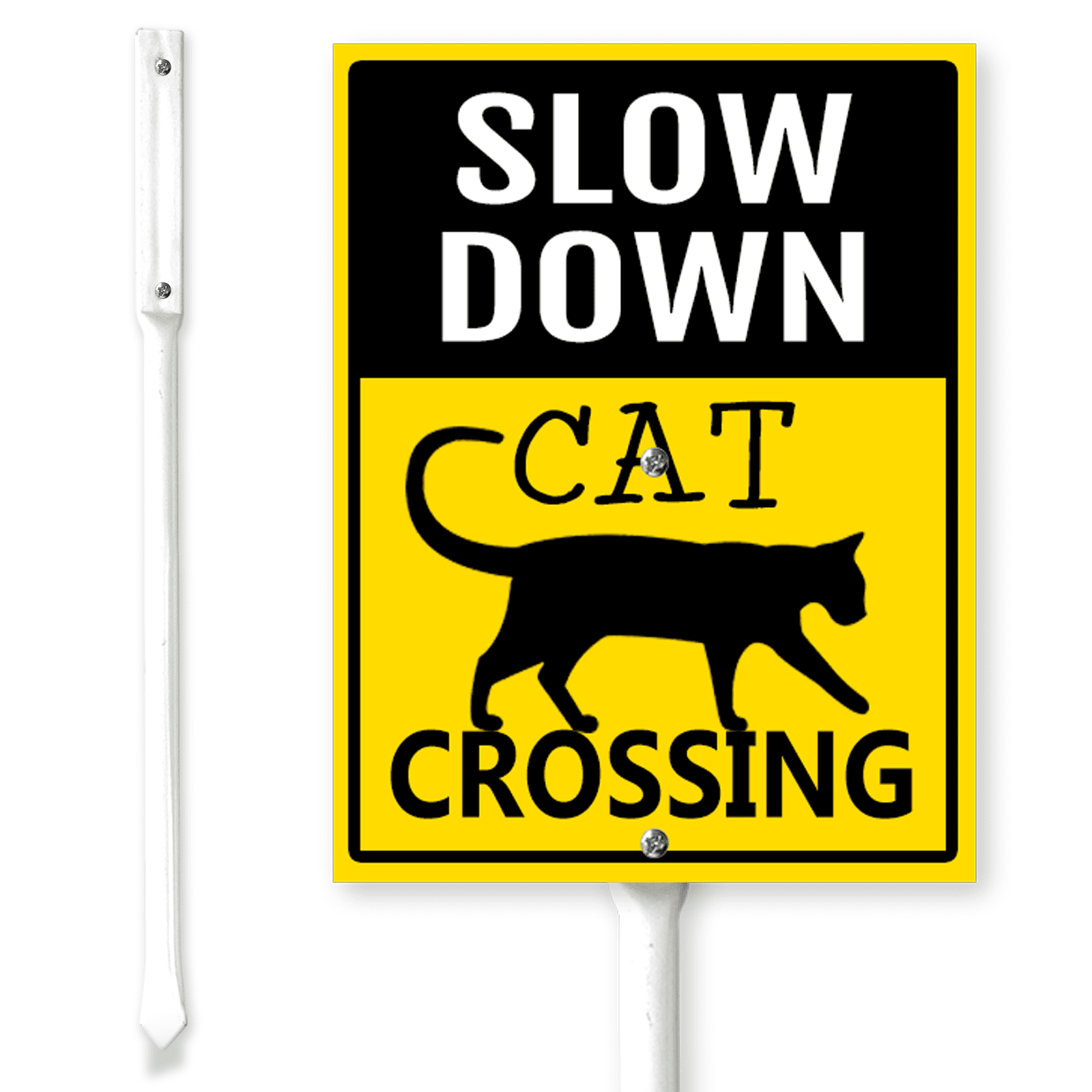 Ymaotrade Slow Down Sign, Cat Crossing Yard Sign with Stakes 4.6in×6in ...