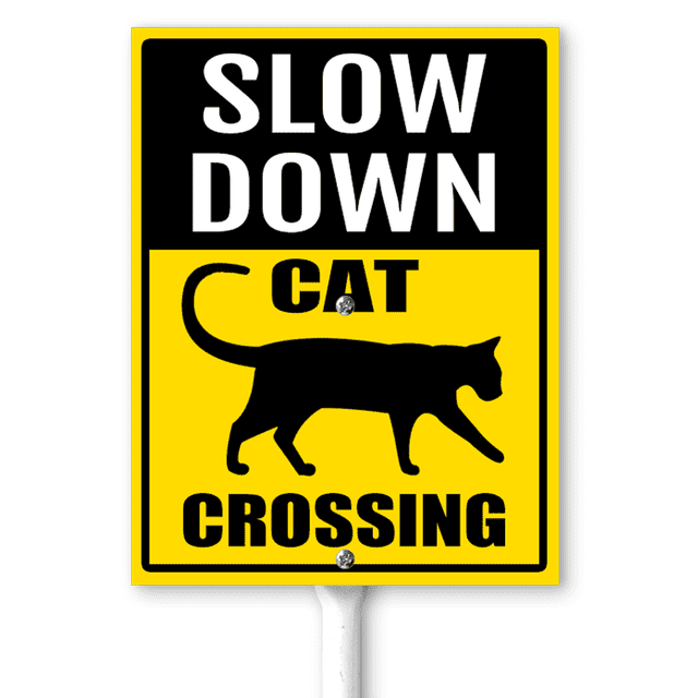 Ymaotrade Slow Down Sign,Cat Crossing Yard Sign with Stakes 4.6in×6in ...