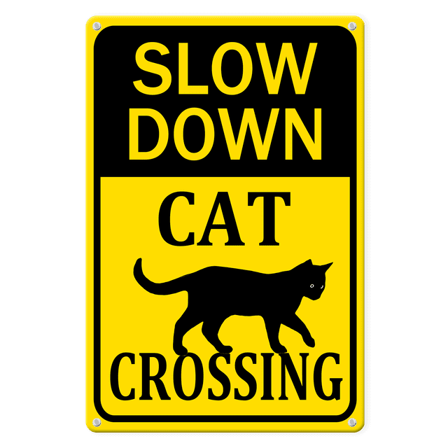 Ymaotrade Slow Down Sign, Cat Xing Crossing Aluminium/metal Sign 12× ...
