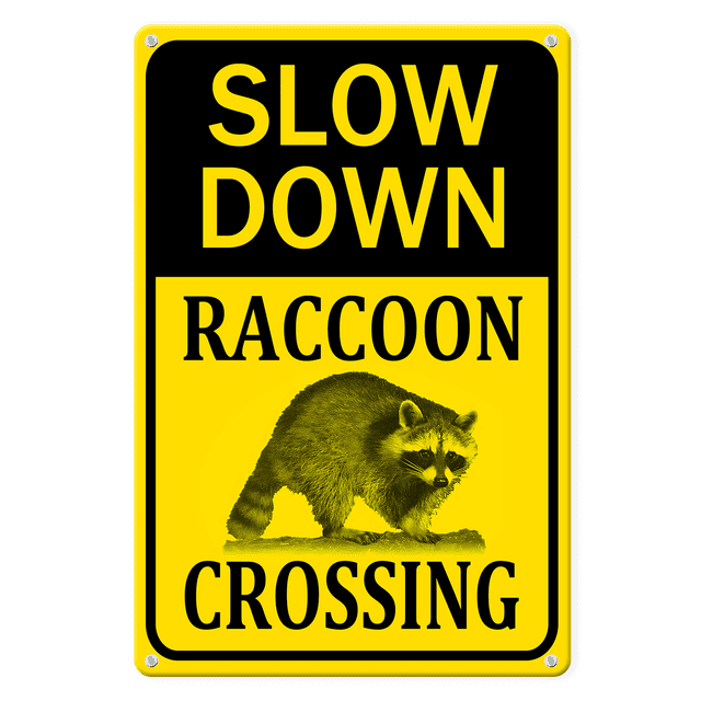 Ymaotrade Slow Down Sign, Raccoon Xing Crossing Aluminium/metal Sign 12 ...