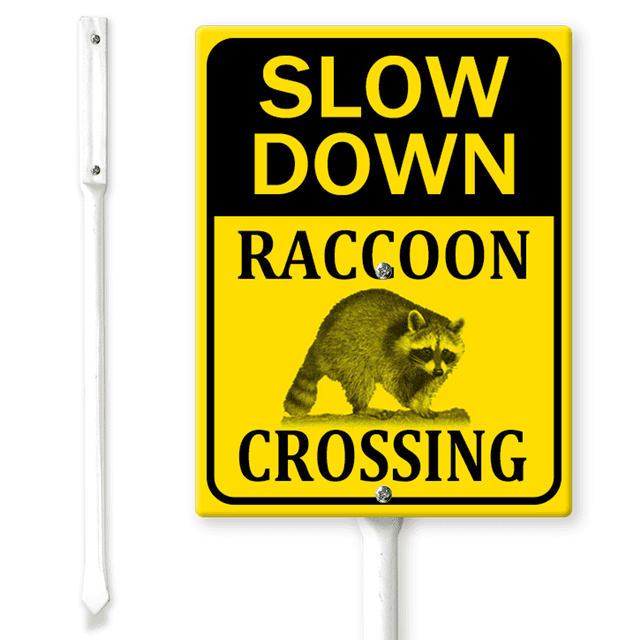 Ymaotrade Slow Down Sign, Raccoon Xing Crossing Yard Sign with Stakes 4 ... Ymaotrade Slow Down Sign, Raccoon Xing Crossing Yard Sign with Stakes 4 ...