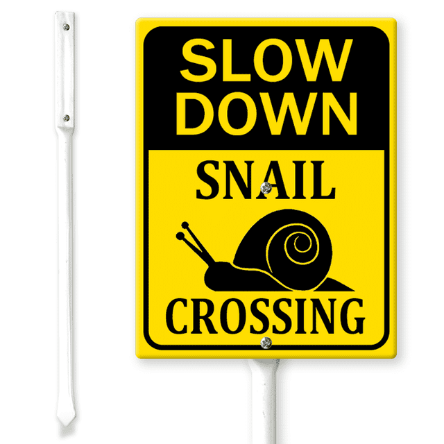 Ymaotrade Slow Down Sign, Snail Crossing Yard Sign with Stakes 8×12in ...