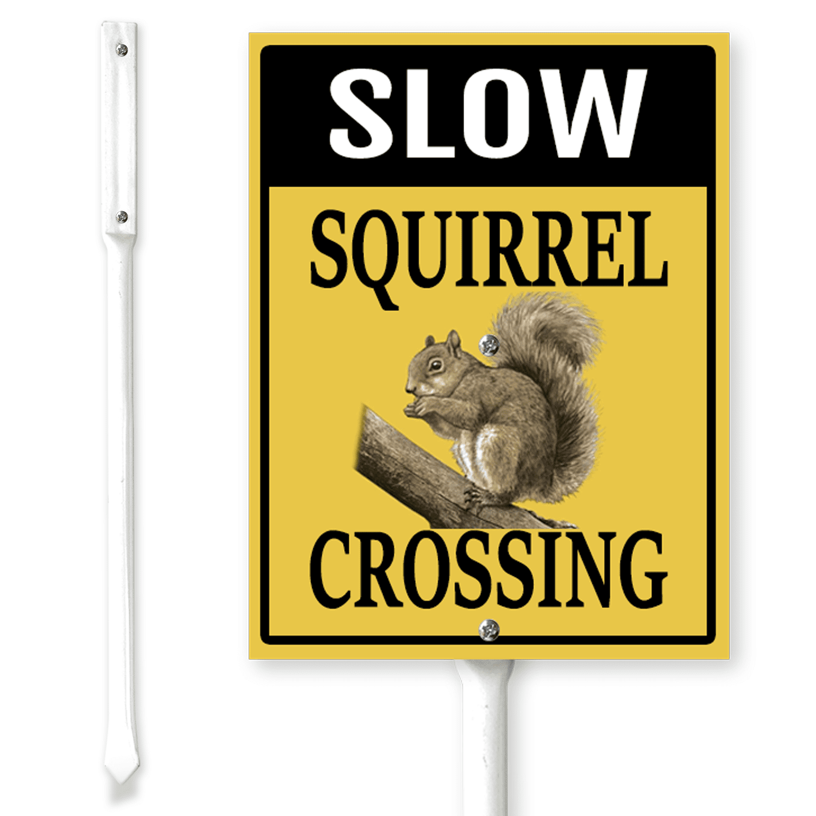 Ymaotrade Slow Down Sign, Squirrel Crossing Yard Sign with Stakes 7×8 ...