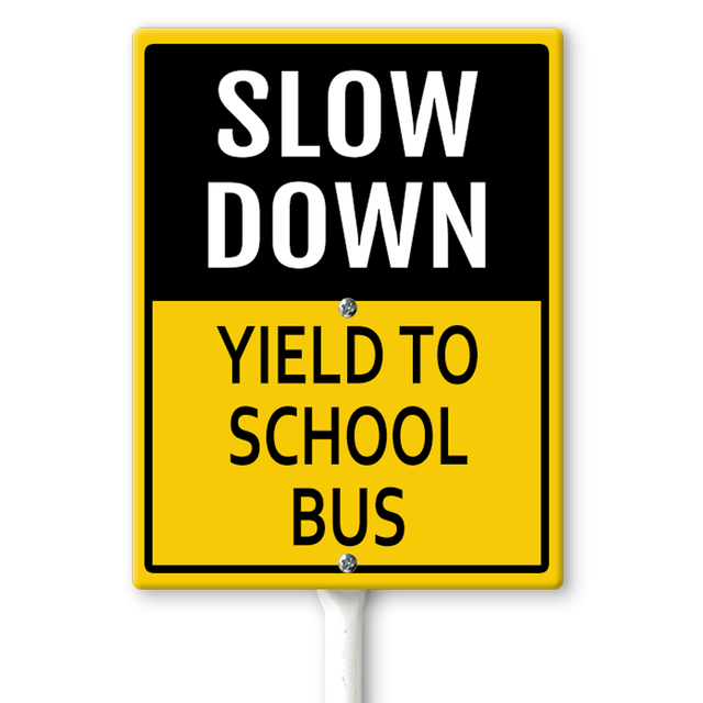 Ymaotrade Slow Down - Yield To School Bus Yard Sign with Stakes 8×12in ...