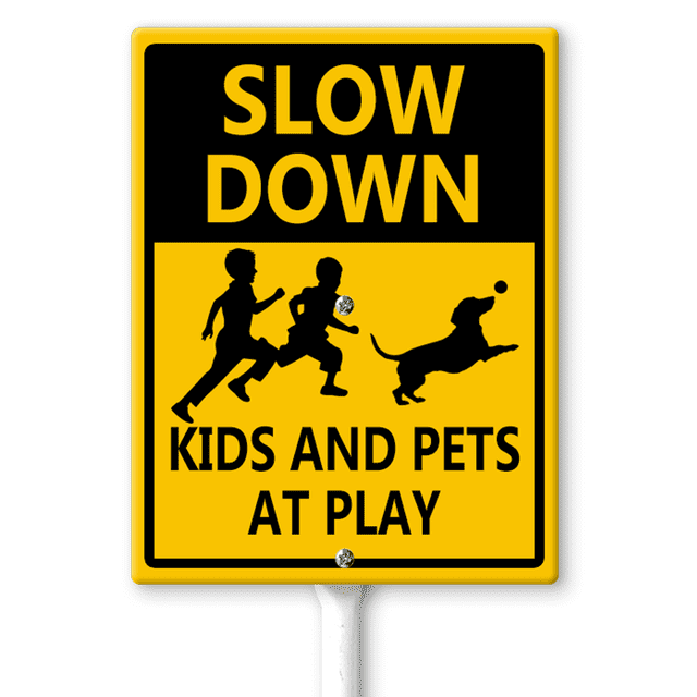 Ymaotrade Slow Kids Pets at Play Yard Sign with Stakes 4.6in×6in ...