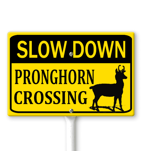 Ymaotrade Slow Down Pronghorn Crossing Yard Sign with Stakes 12×8in ...