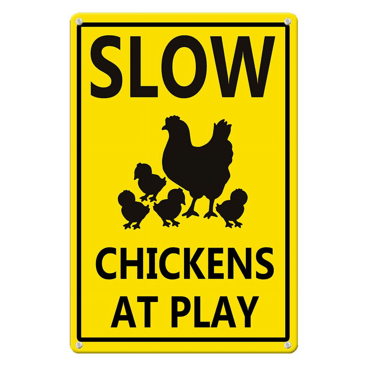 Ymaotrade Slow Sign Chickens at Play Aluminium Sign 8×12in, Chicken ...