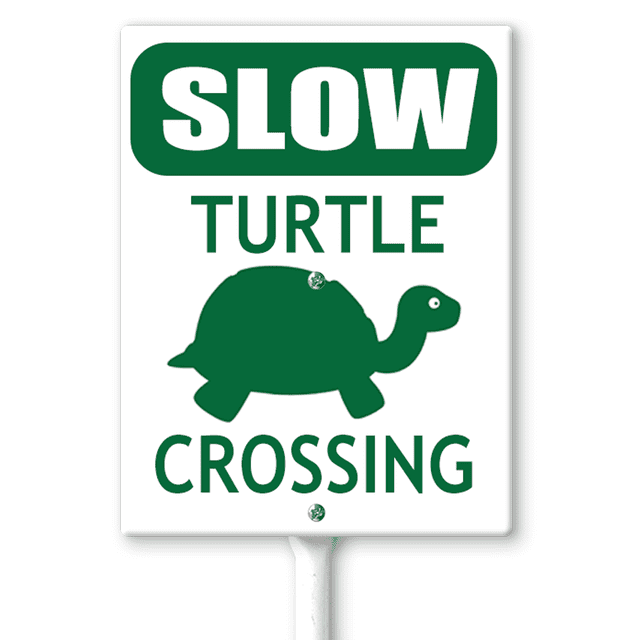 Ymaotrade Slow Turtle Crossing Yard Sign with Stakes 4.6in×6in, Sturdy ...
