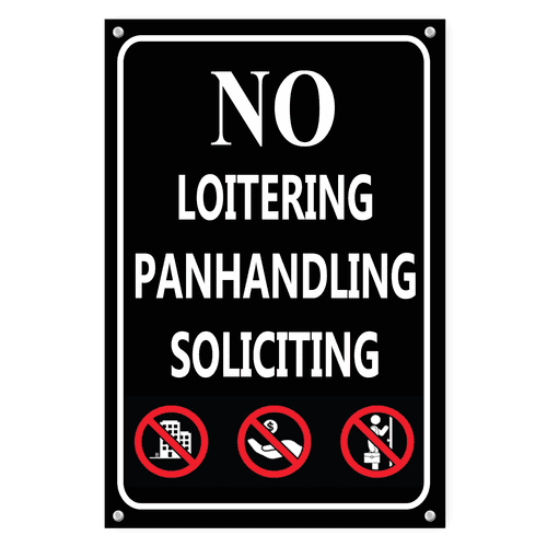 Ymaotrade No Soliciting, No Loitering and No Panhandling Aluminium Sign ...