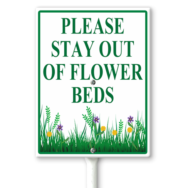 Ymaotrade Stay Out Of Flower Beds Yard Sign with Stakes 4.6in×6in ...