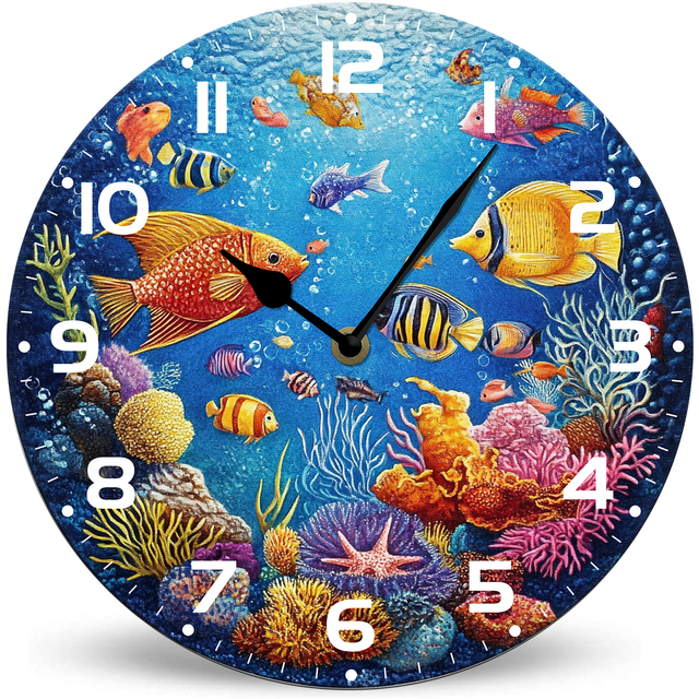 Ymaotrade Summer Underwater World Ocean Decoration Wooden Wall Clock ...