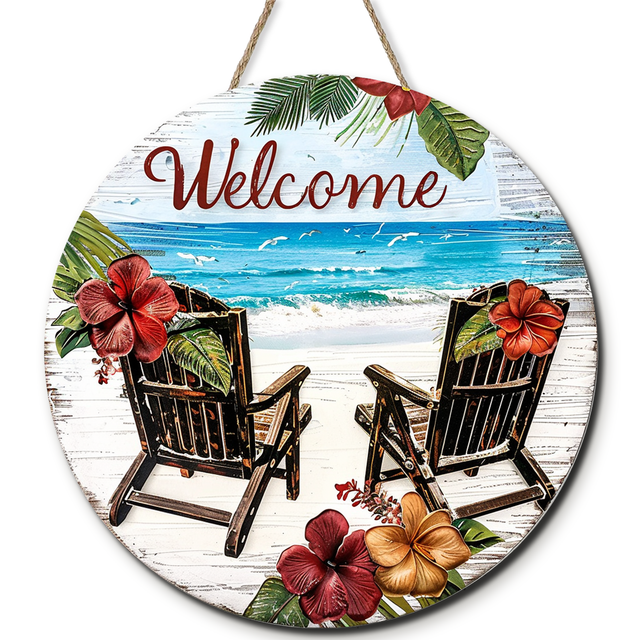 Ymaotrade Summer Welcome Wooden Sing Decorations for Porch Front Door ...