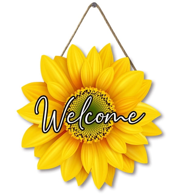 Ymaotrade Sunflower Welcome Wood Door HangerWooden Flower Sign ...