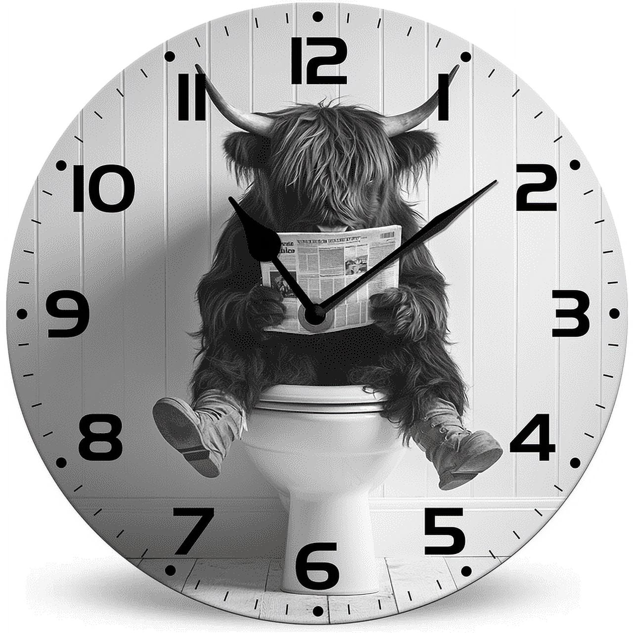 Ymaotrade The Highland Cow Reading the Newspaper Wooden Wall Clock 10in ...