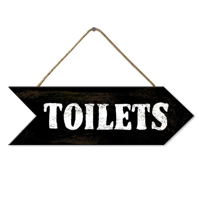 Ymaotrade Toilet Arrow Rustic Handmade Wooden Sign Shabby Chic Plaque ...