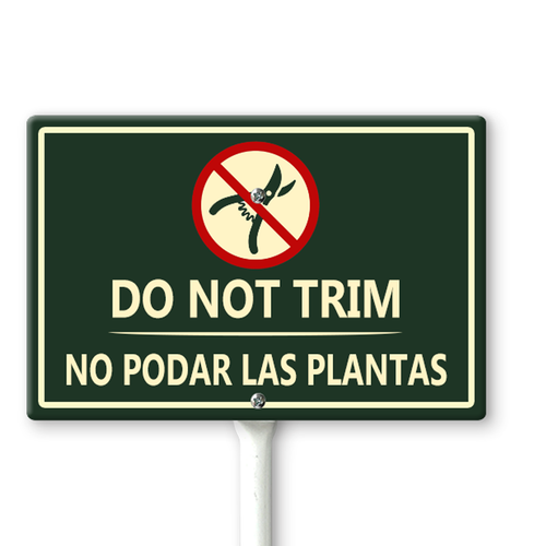 Ymaotrade Do Not Trim Bilingual Yard Sign with Stakes 12×8in, Sturdy ...