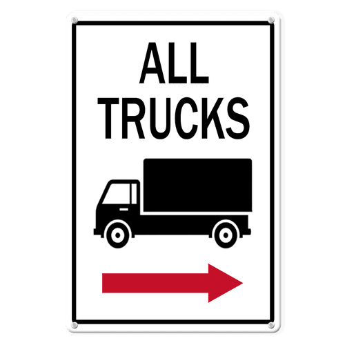 Ymaotrade All Trucks with Right Arrow Aluminium Sign 8×12in, Sturdy ...